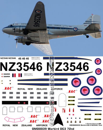 Old models Decals 0039 Douglas DC-3 RNZAF/NAC New Zealand Warbird