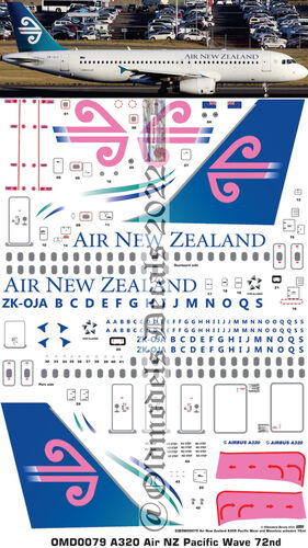 Old models Decals 0079 Airbus A320 - Air New Zealand Pacific Wave (Waveless Scheme)