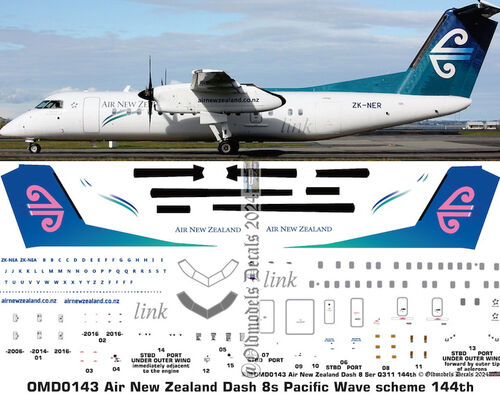 Old models Decals 0143 Bombardier Dash 8 - Q311 - Air New Zealand Pacific Wave Scheme