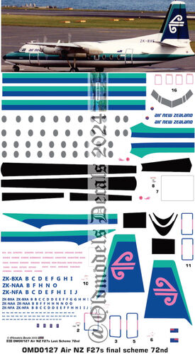 NEW! Old models Decals 0127 Fokker F27s - Air New Zealand Final Scheme