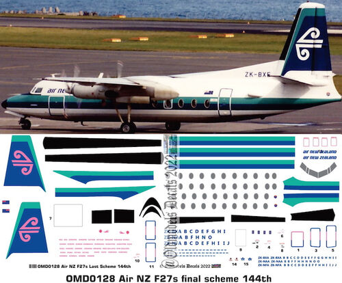 NEW! Old models Decals 0128 Fokker F27s - Air New Zealand Final Scheme
