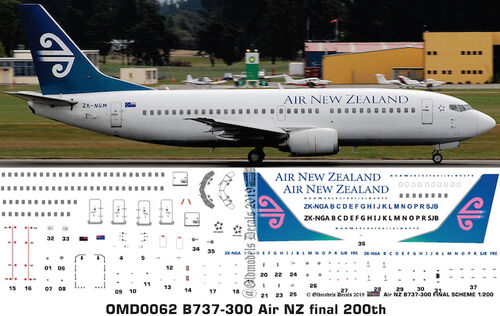 NEW! Old models Decals 0062 Boeing B737-300 - Air New Zealand Final Scheme