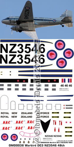 Old models Decals 0038 Douglas DC-3 RNZAF/NAC New Zealand Warbird