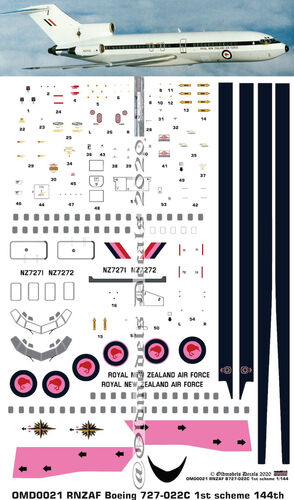 Old models Decals 0021 Boeing B727-022C - RNZAF Early Scheme