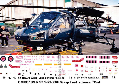 NEW! Old models Decals 0183A Westland Wasp - Royal New Zealand Air Force / RNZN Last Scheme