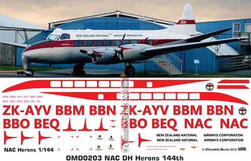 Old models Decals 0203 de Havilland Heron - National Airways Corporation (NAC)