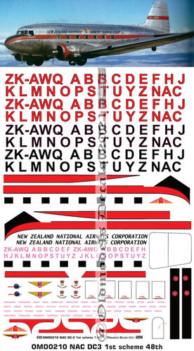 Old models Decals 0210 Dogulas DC3 - National Airways Corporation (NAC) 1st Scheme