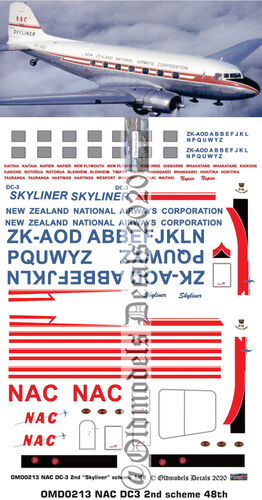 Old models Decals 0213 Dogulas DC3 - National Airways Corporation (NAC) 2nd "Skyliner" scheme