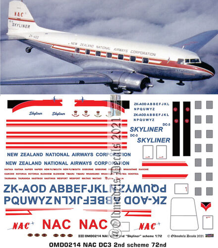 Old models Decals 0214 Dogulas DC3 - National Airways Corporation (NAC) 2nd "Skyliner" scheme