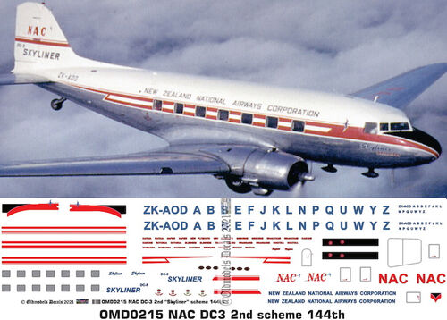 Old models Decals 0215 Dogulas DC3 - National Airways Corporation (NAC) 2nd "Skyliner" scheme