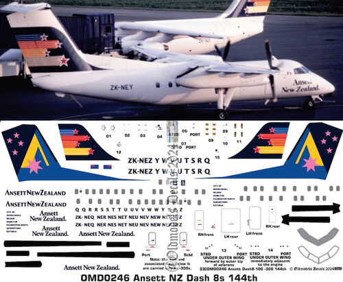 Old models Decals 0246 Bombardier Dash8-100/300 - Ansett New Zealand