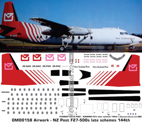 Old models Decals 0158 Fokker F27s - New Zealand Post / Airwork (Later Scheme)