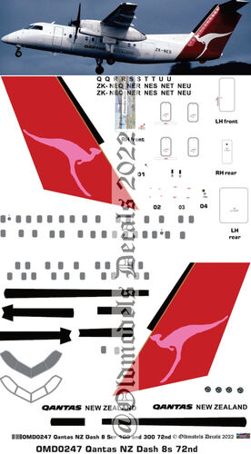 Old models Decals 0247 Bombardier Dash8-100/300 - Qantas New Zealand