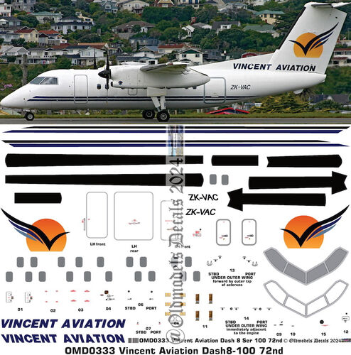 Old models Decals 0333 Bombardier Dash8-100 - Vincent Aviation