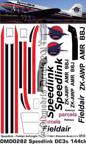 Old models Decals 0282 Douglas DC3 - Speedlink Fieldair Airfreight