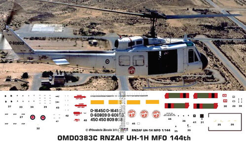 NEW! Old models Decals 0383C Bell UH-1 D/H Iroquois - RNZAF MFO Scheme