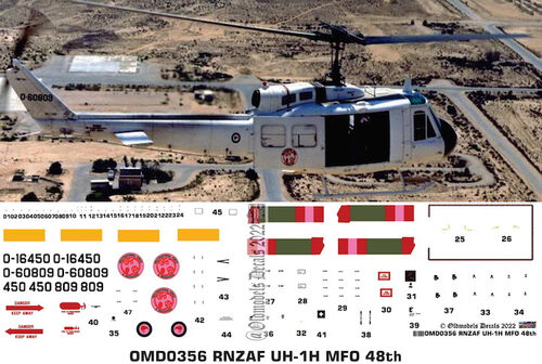 NEW! Old models Decals 0356 Bell UH-1 H Iroquois - RNZAF MFO Scheme