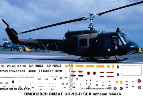 NEW! Old models Decals 0382B Bell UH-1 D/H Iroquois - RNZAF SEA Scheme