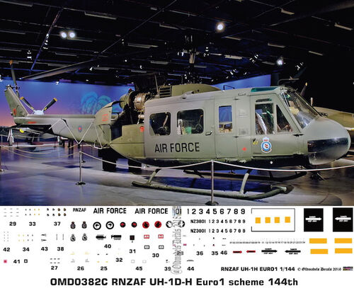 NEW! Old models Decals 0382C Bell UH-1 D/H Iroquois - RNZAF Euro1 Scheme