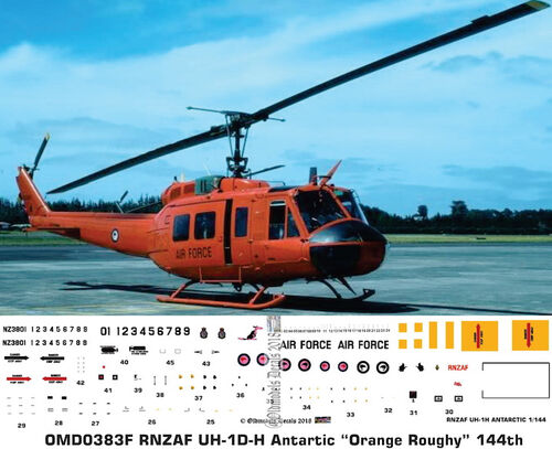 NEW! Old models Decals 0383F Bell UH-1 D/H Iroquois - RNZAF Antarctic "Orange Roughy" Scheme