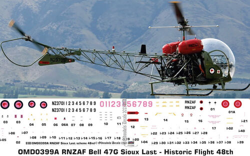 NEW! Old models Decals 0399A Bell 47 Sioux - Royal New Zealand Air Force Last Scheme