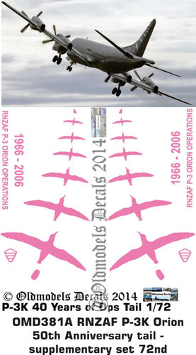 NEW! Old models Decals 0381A Lockheed P-3 K Orion - RNZAF 40 Years Anniversary Tail