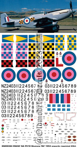 Old models Decals 0384 P-51 D Mustang - RNZAF / TAF 1953 Scheme Onwards Repainted
