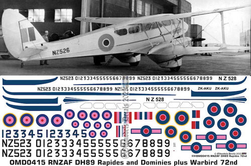 Old models Decals 0415 de Havilland DH.89 Dominies / Rapides and Warbird - RNZAF and Civil Versions