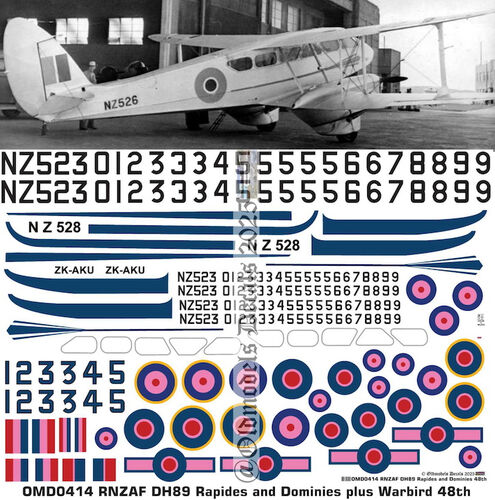Old models Decals 0414 de Havilland DH.89 Dominies / Rapides and Warbird - RNZAF and Civil Versions