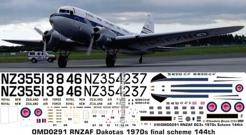Old models Decals 0291 Douglas DC3 Dakota - RNZAF 1970s Final Scheme