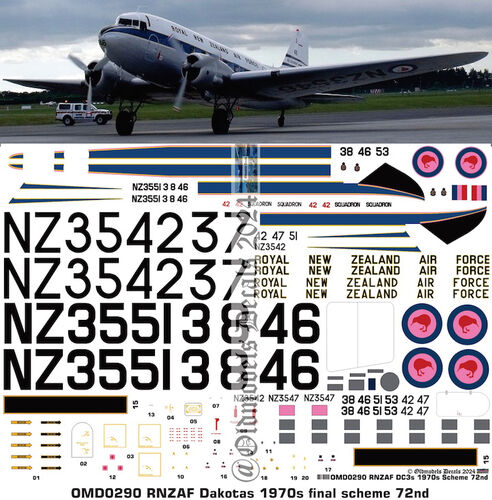 Old models Decals 0290 Douglas DC3 Dakota - RNZAF 1970s Final Scheme