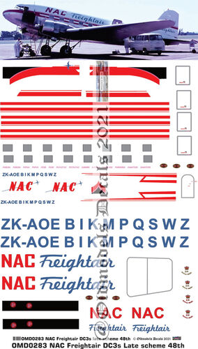 Old models Decals 0283 Douglas DC3 - NAC / Freightair Late Scheme