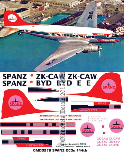 Old models Decals 0276 Douglas DC3 - South Pacific Airlines of New Zeeland (SPANZ)