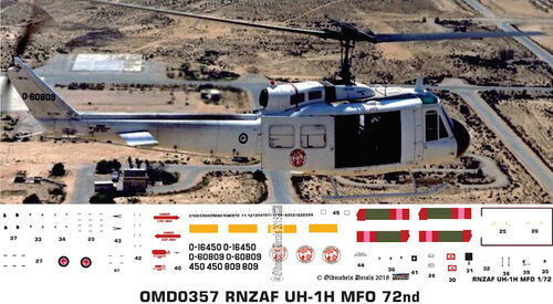 NEW! Old models Decals 0357 Bell UH-1 H Iroquois - RNZAF MFO Scheme