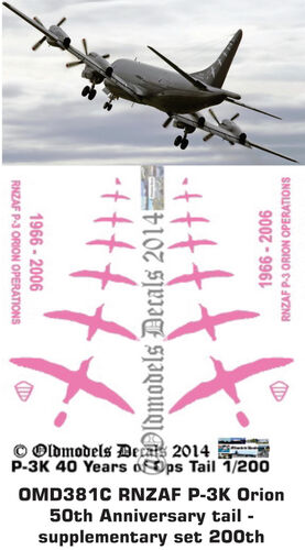 NEW! Old models Decals 0381C Lockheed P-3 K - RNZAF 40 Yrs Anniversary Tail