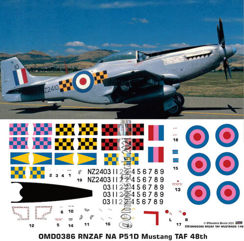 Old models Decals 0386 P-51 D Mustang - RNZAF / TAF 1953 Scheme Onwards Repainted