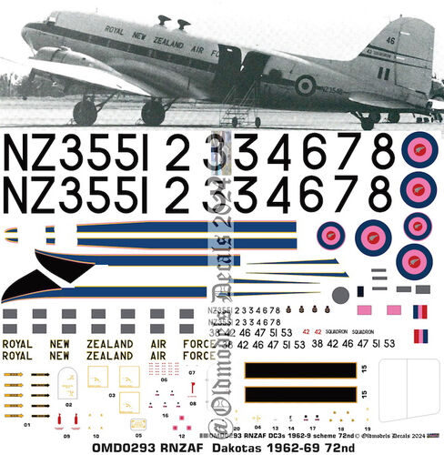 Old models Decals 0293 Douglas DC3 Dakota - RNZAF 1962-1969 Scheme