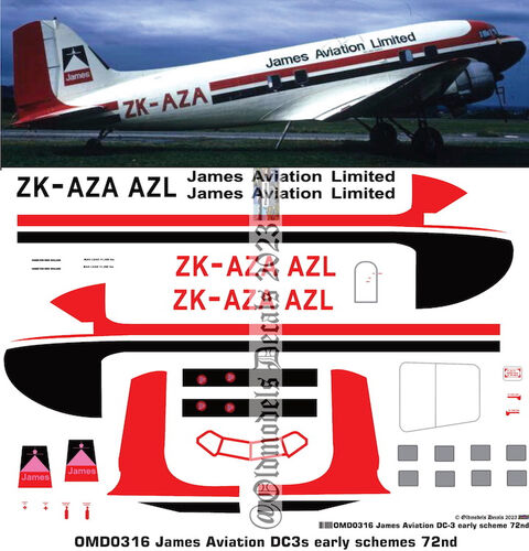 Old models Decals 0316 Douglas DC3 - James Aviation Early Scheme