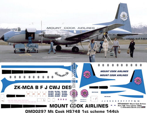 Old models Decals 0297 Avro 748 - Mount Cook Airlines 1st Scheme