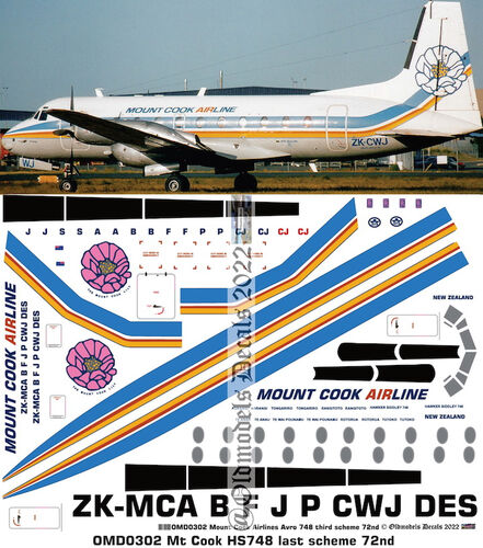 NEW! Old models Decals 0302 Avro 748 - Mount Cook Airlines 3rd Scheme
