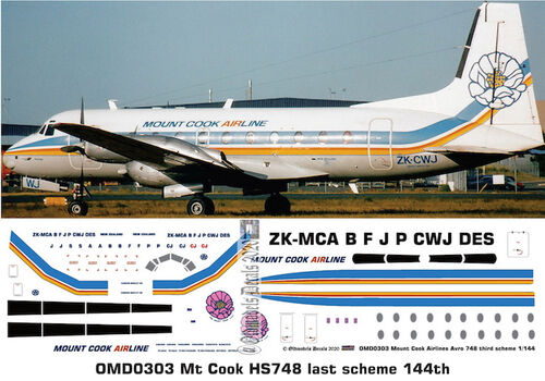 NEW! Old models Decals 0303 Avro 748 - Mount Cook Airlines 3rd Scheme