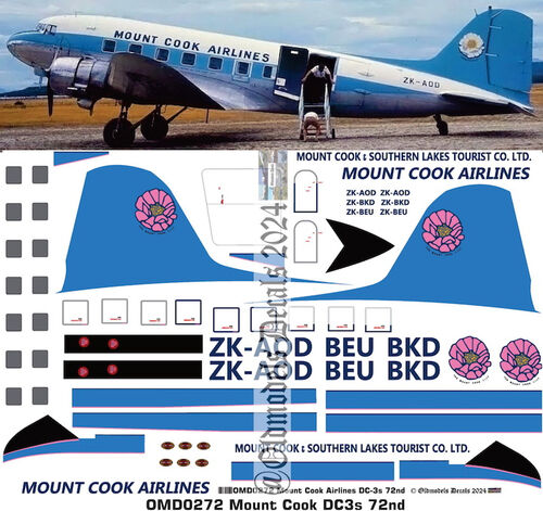 Old models Decals 0272 Douglas DC3 - Mount Cook Airlines
