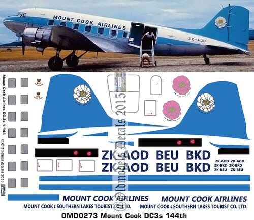 Old models Decals 0273 Douglas DC3 - Mount Cook Airlines