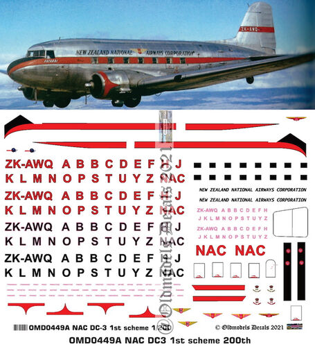 Old models Decals 0449A Douglas DC3 - National Airways Corporation (NAC) 1st Scheme