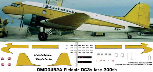 Old models Decals 0452A Douglas DC3 - Fieldair Late Scheme