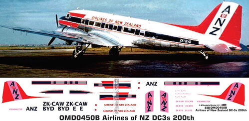 Old models Decals 0450B Douglas DC3 - Airlines of New Zeeland