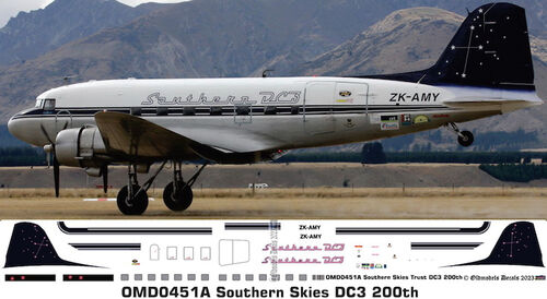Old models Decals 0451A Douglas DC3 - Southern Skies Trust