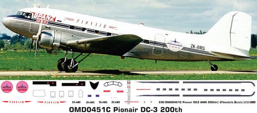 Old models Decals 0451C Douglas DC3 - Pionair Scheme