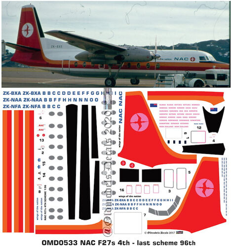 NEW! Old models Decals 0533 Fokker F27 - National Airways Corporation (NAC) 4th Scheme
