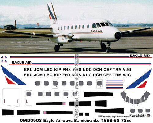 Old models Decals 0503 Embraer EMB 110 Bandeirante - Eagle Airways Late Scheme (1988-1992)
